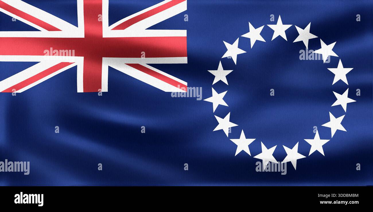 Flag of Cook Islands proudly waving in the wind, showcasing vibrant ...