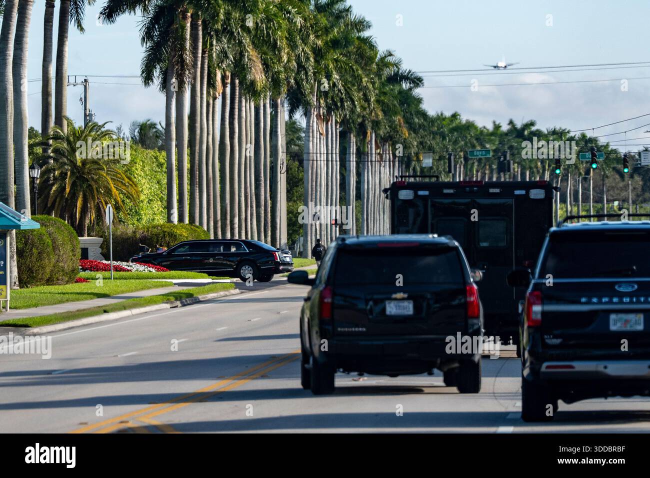 The motorcade for President Donald Trump arrives at Trump International ...