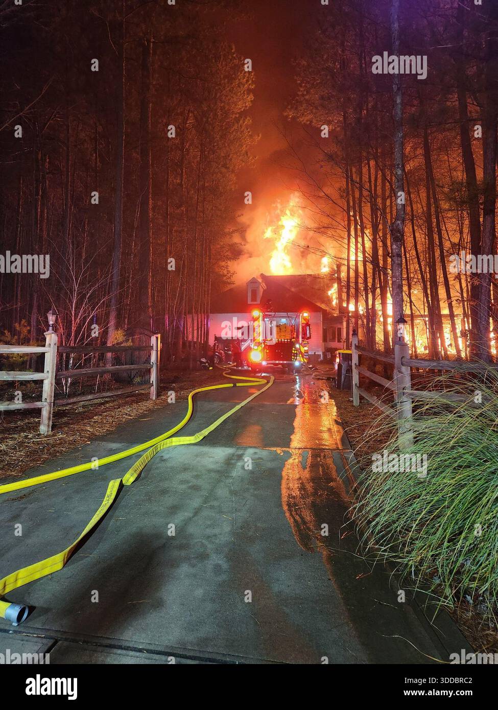 This photo provided by Lucia-Riverbend Fire Department, firefighters ...