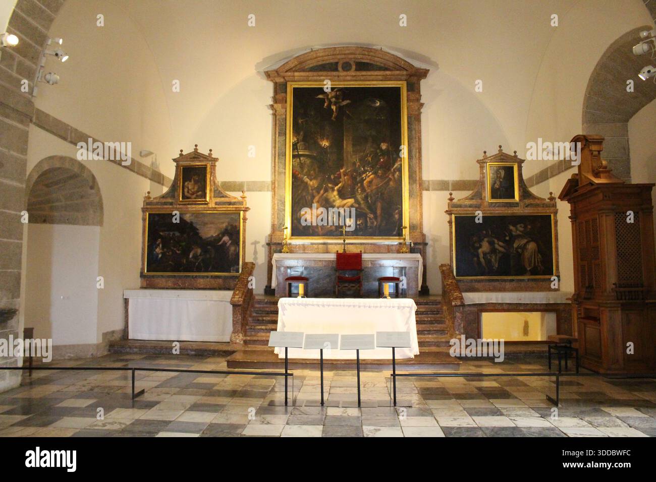 Altar of chapel inside the complex of El Escorial monastery in Spain ...