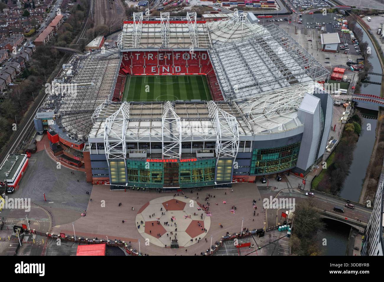 An aerial view of Old Trafford during the Premier League match ...