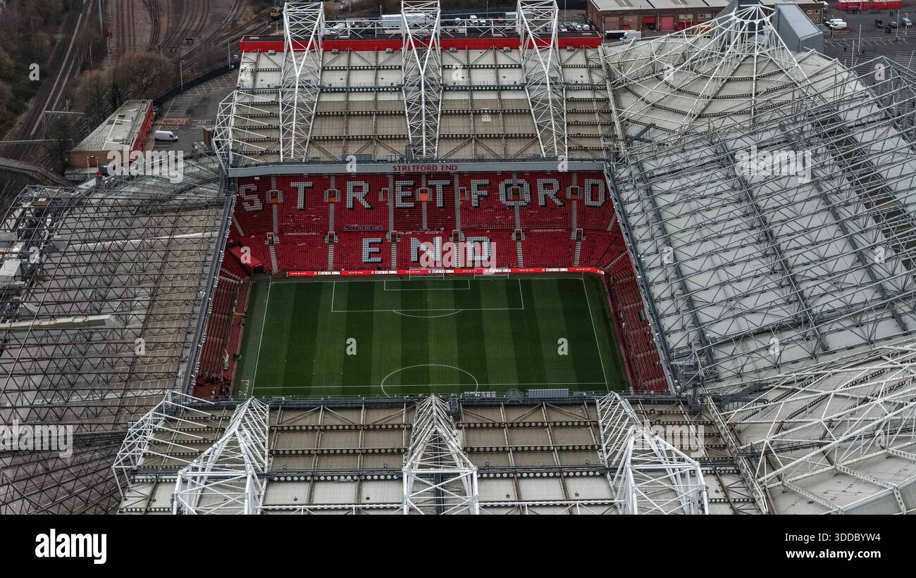 An aerial view of Old Trafford during the Premier League match ...