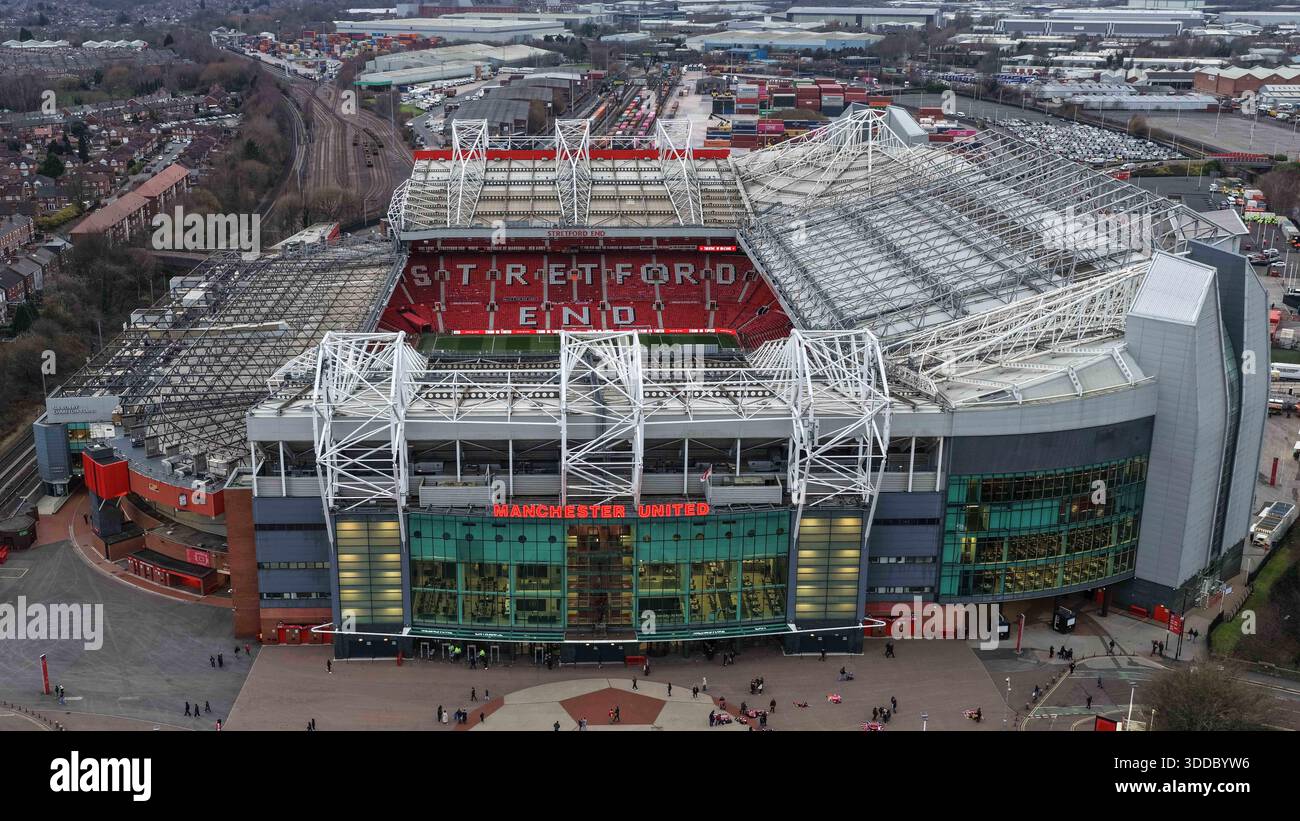 An aerial view of Old Trafford during the Premier League match ...