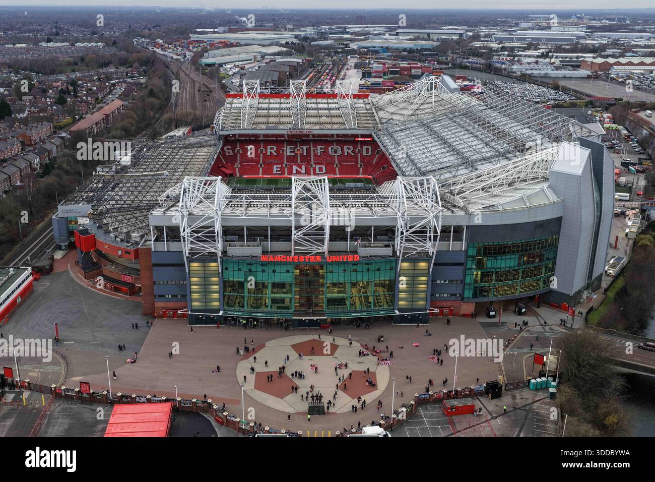 An aerial view of Old Trafford during the Premier League match ...