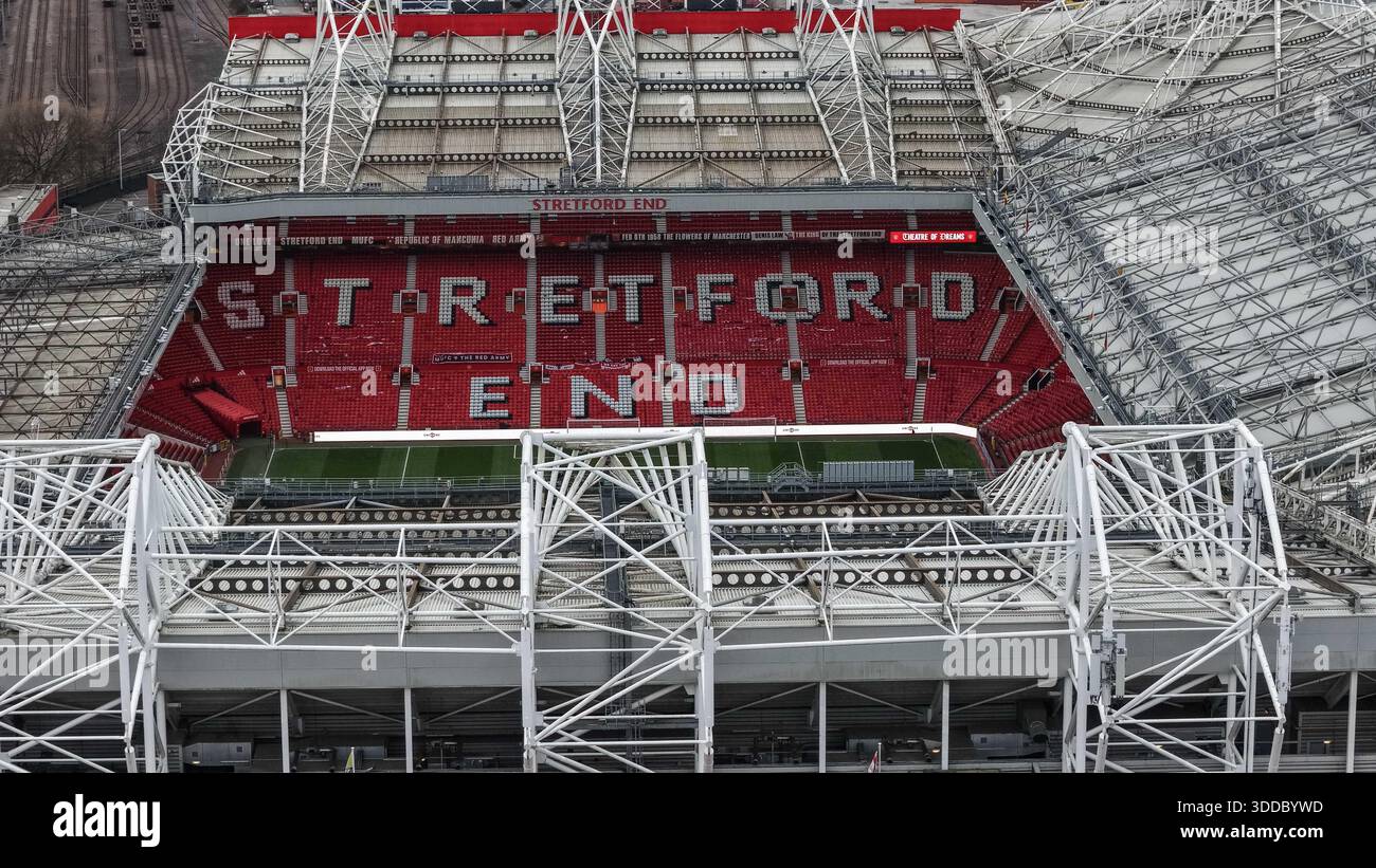 An aerial view of Old Trafford during the Premier League match ...