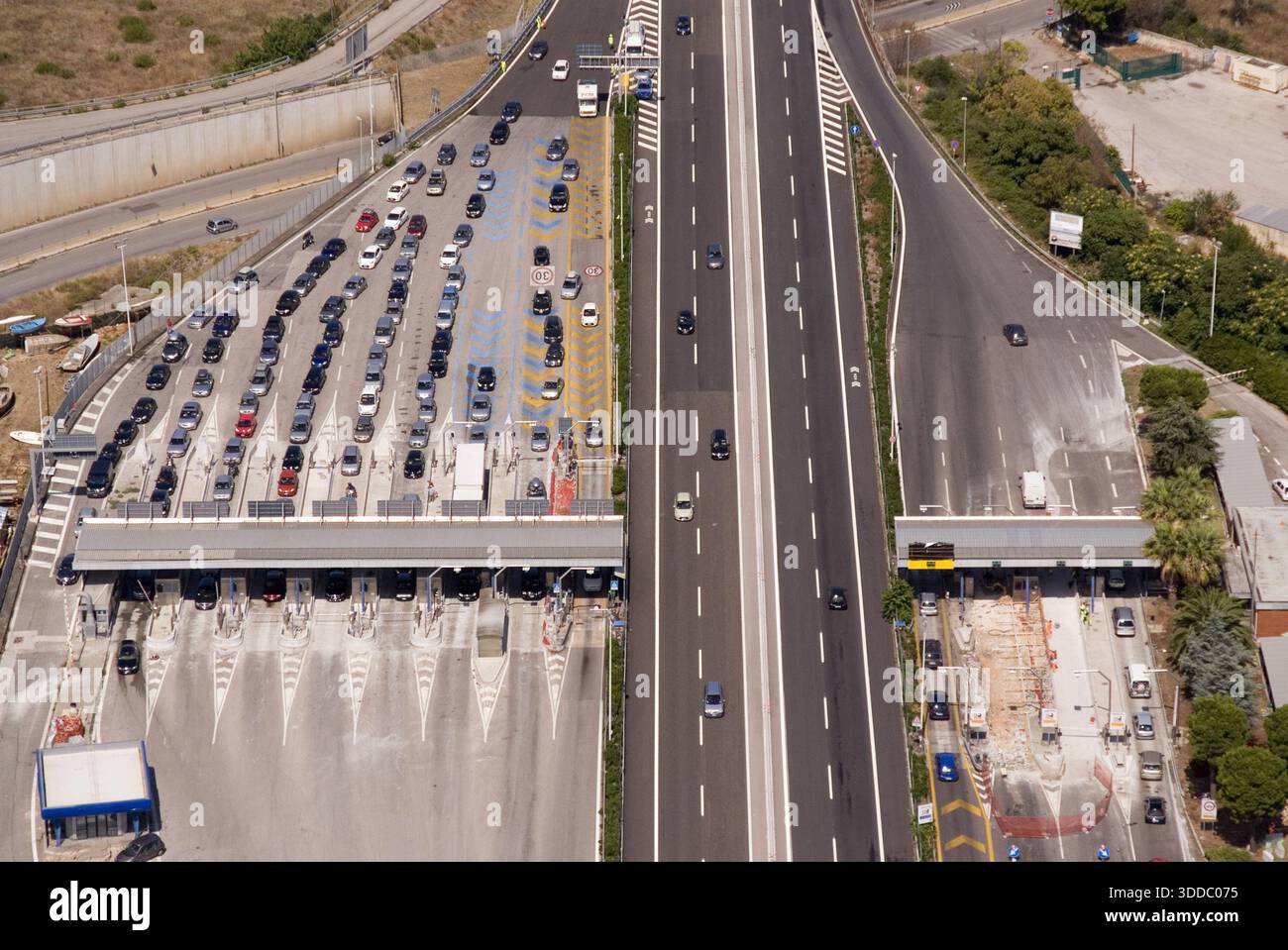 Bari - Bari Nord motorway toll booth, cars lined up to exit the ...