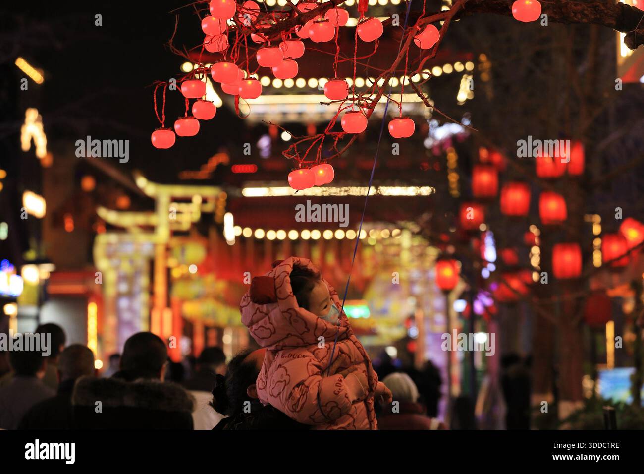 Tourists welcome the New Year by watching festive lanterns in Lanzhou ...