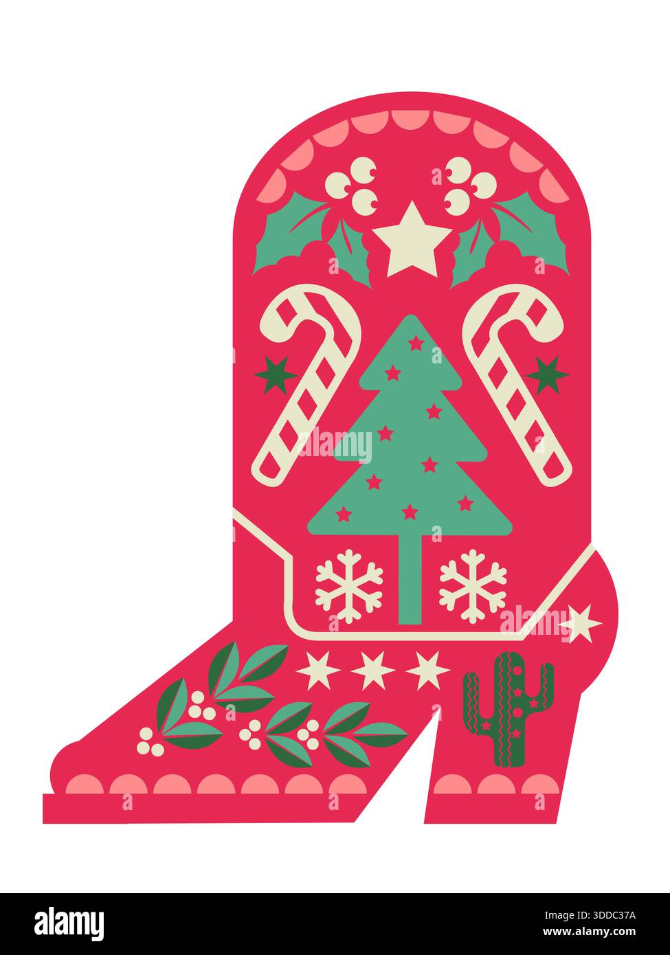 Cowboy Christmas card with Boot Happy Holidays Y’all Vector ...