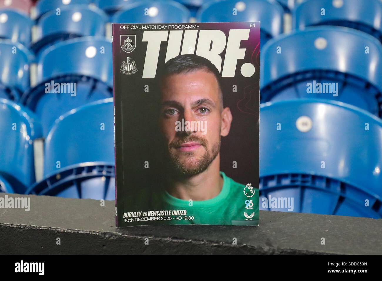 General View inside the Stadium of Turf Moor of a Match Programme ...