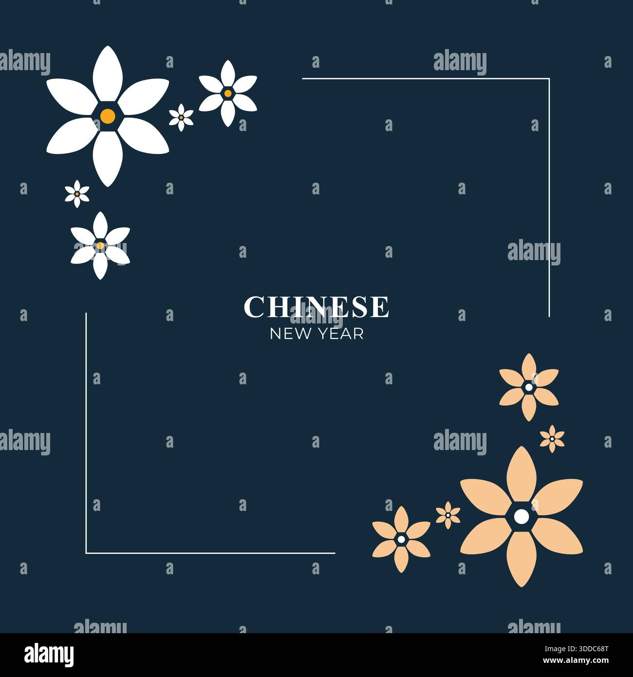 Chinese new year post with lantern and flowers on Black isolated ...