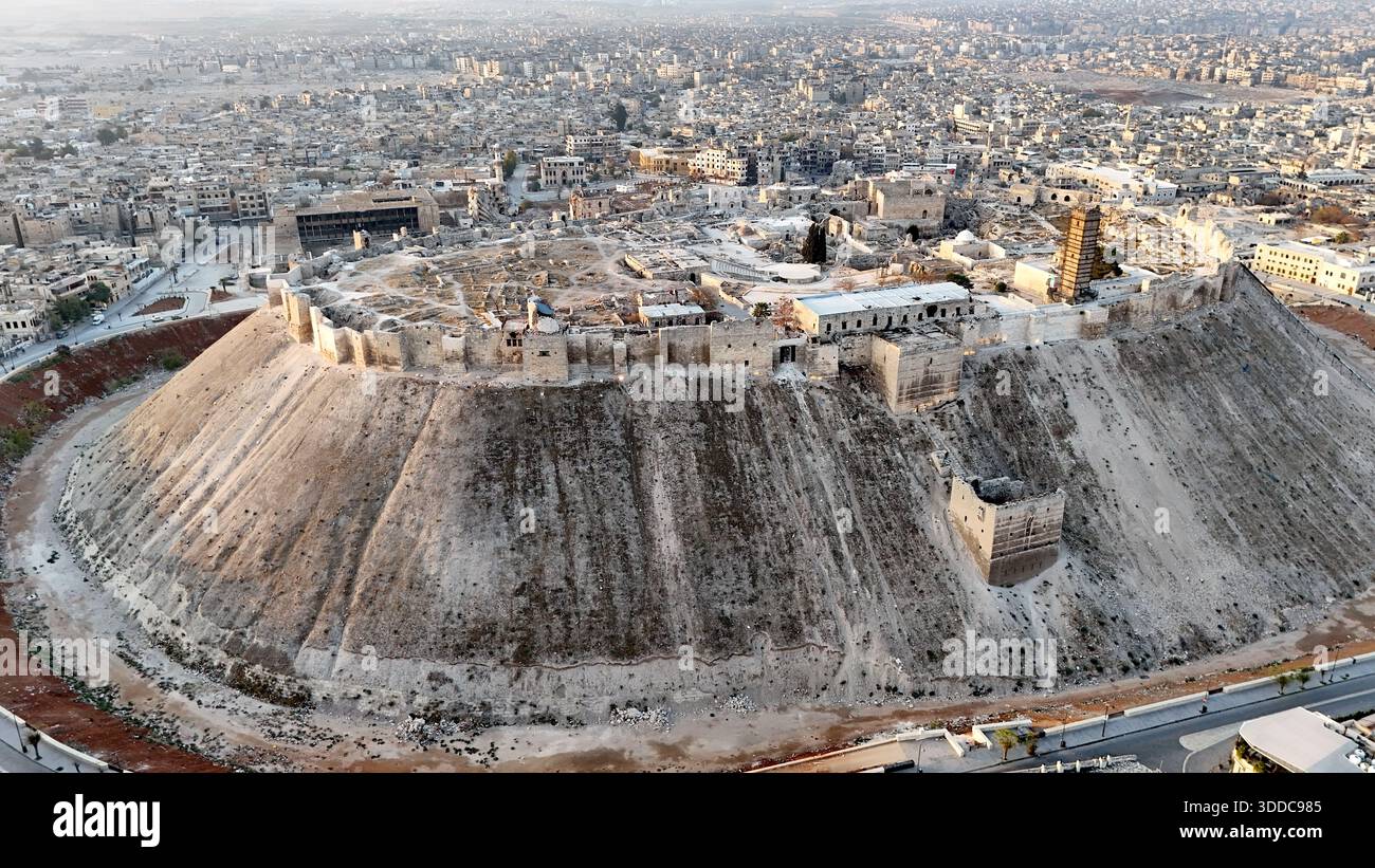 A view of Syrian city of Aleppo on December 5, 2025. Pictured is the ...