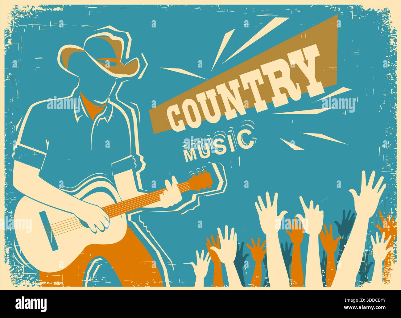 Country music festival poster background with acoustic guitar and ...