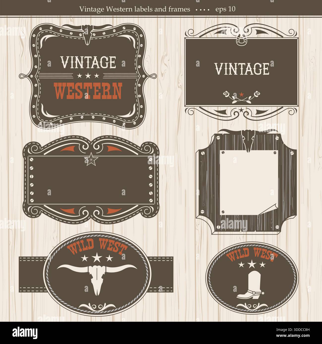 Western vintage labels.Vector frames background with text Stock Vector ...