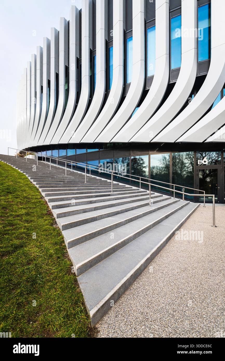 Stairs in front of the modern façade of the SAP Garden multi-purpose ...