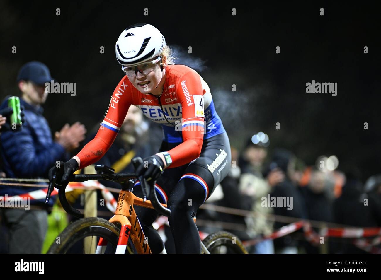 Dutch Puck Pieterse pictured in action during the women elite race of ...