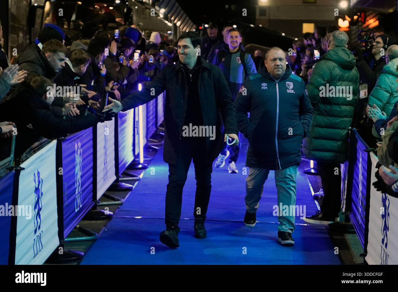 Bournemouth manager Andoni Iraola (left) arriving at the stadium before ...