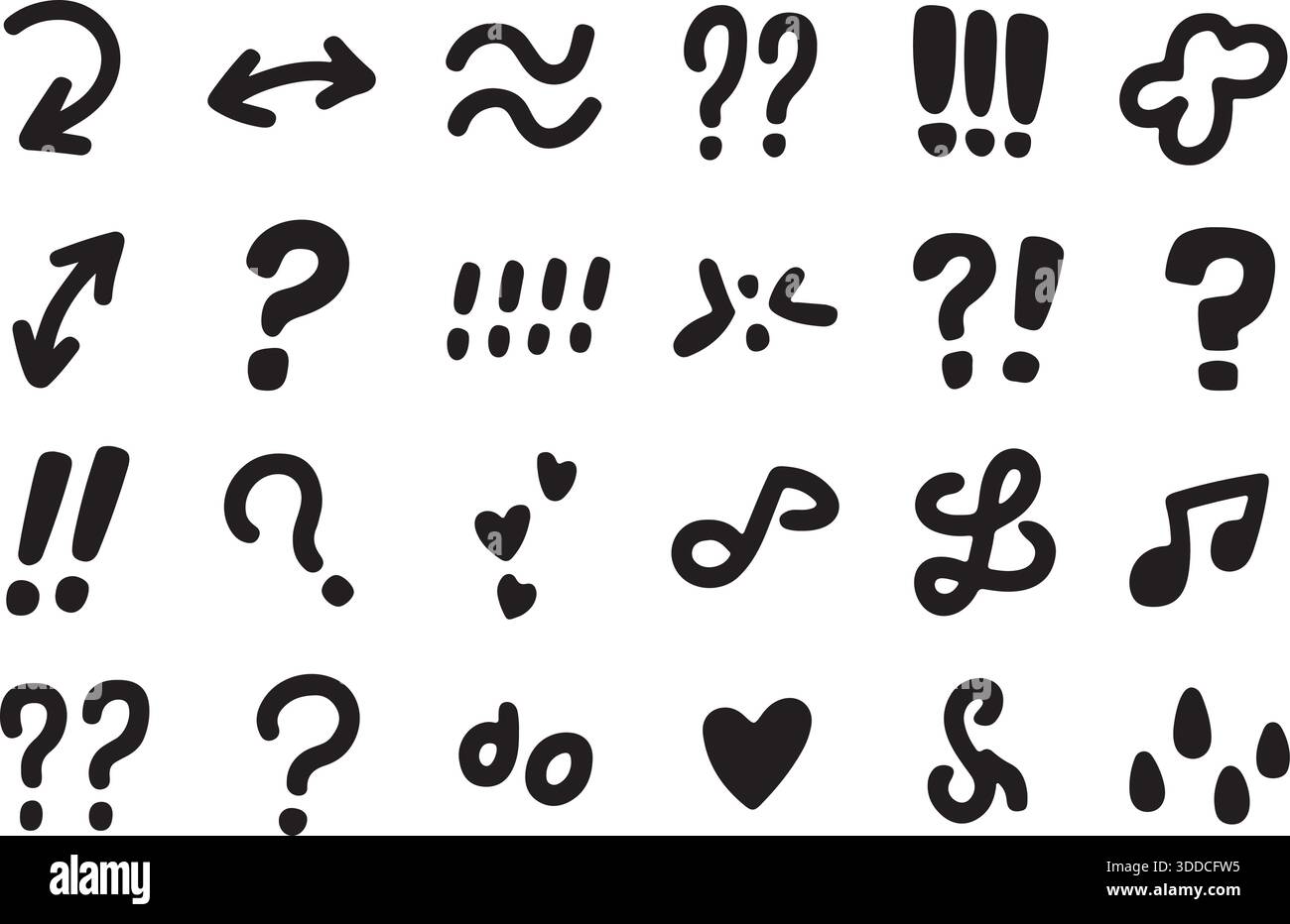 Bold Punctuation and Symbols Icon Set Black Graphic Elements Vector ...