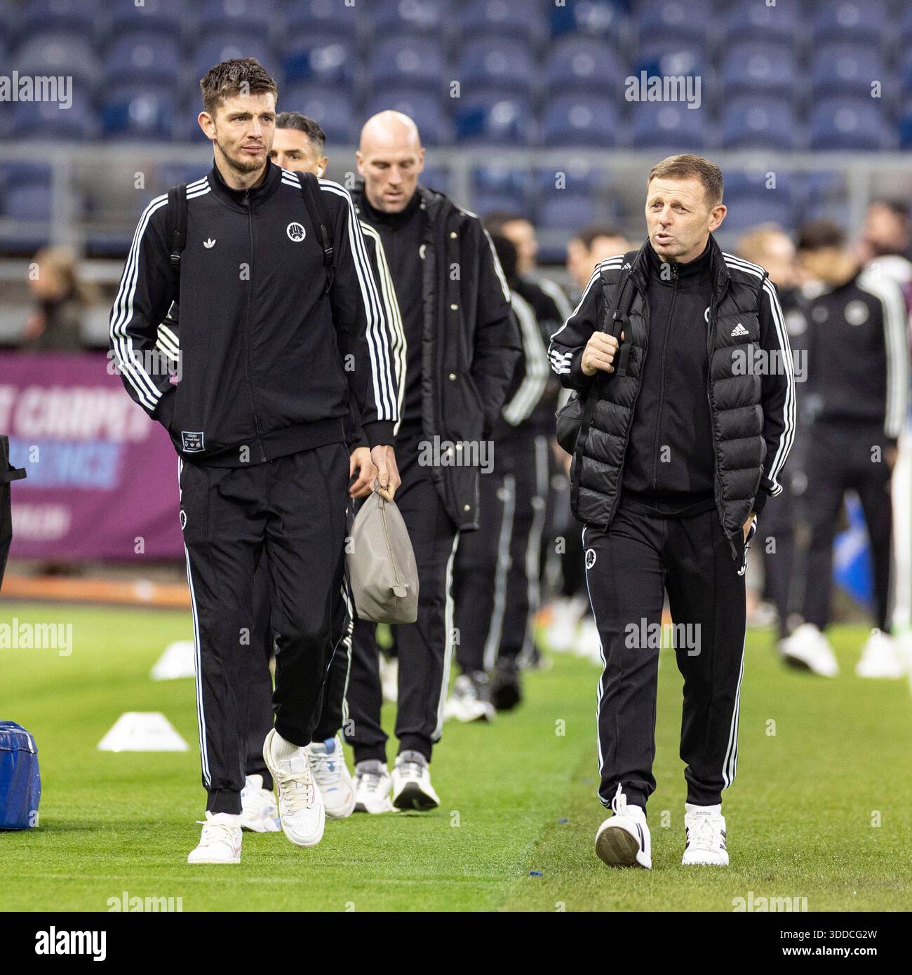 Newcastle F.C. squad arriving at Turf Moor during the Premier League ...