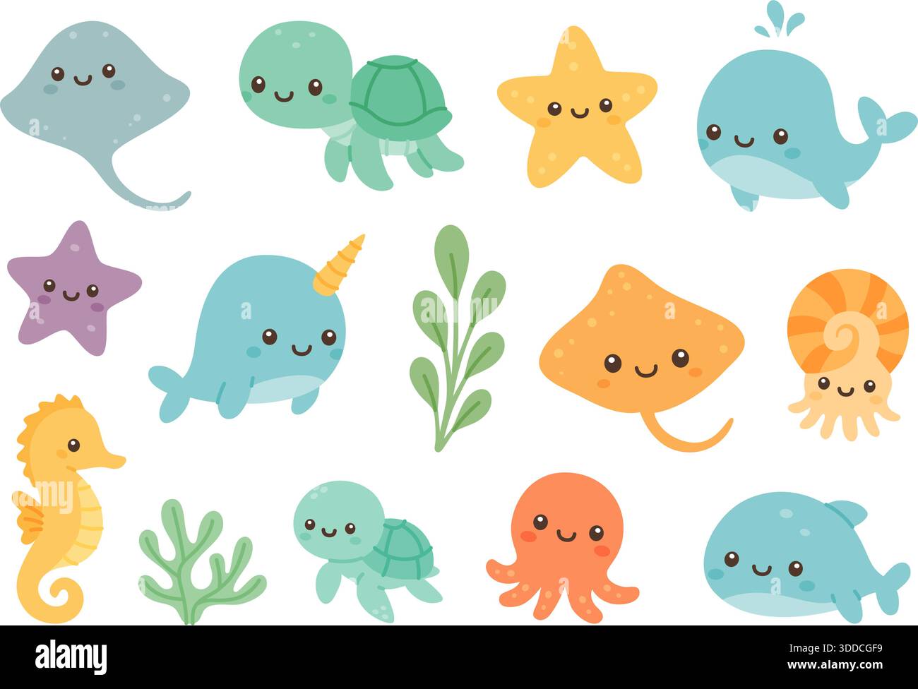 Cute Sea Creatures Drawing For Kids