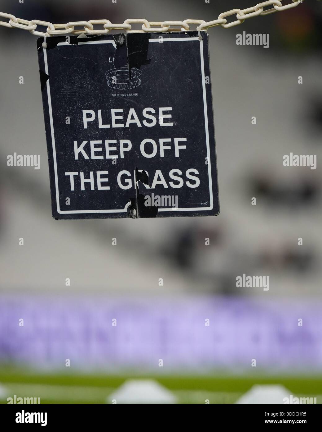 Keep Off the Grass sign during the Premier League match West Ham United ...