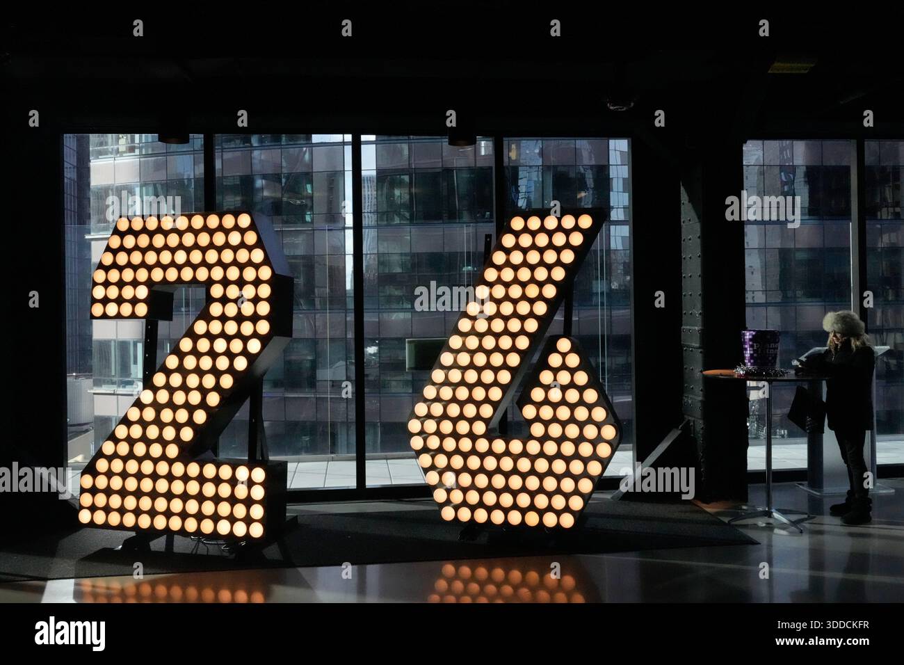 The number "26" is displayed in the building that hosts the New Year's ...