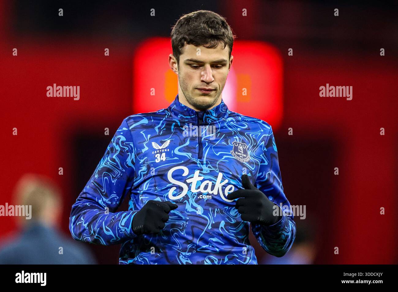 Merlin Rohl of Everton in the pregame warmup session during the Premier ...