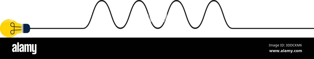 Light bulb wire line path forming a curved and straight pattern Stock ...