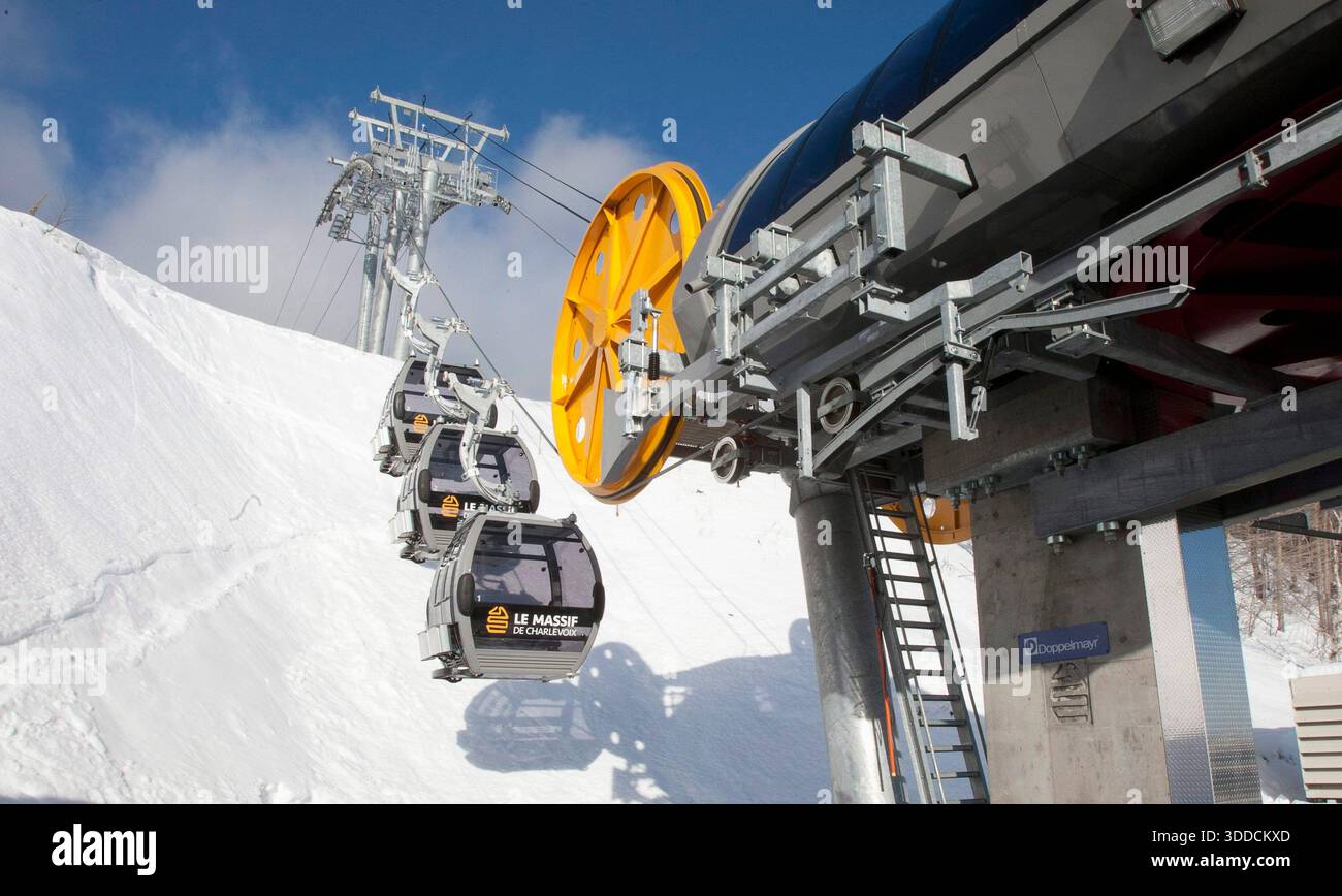 Des tv©lv©cabines transportent des skieurs v† la station de ski Le ...