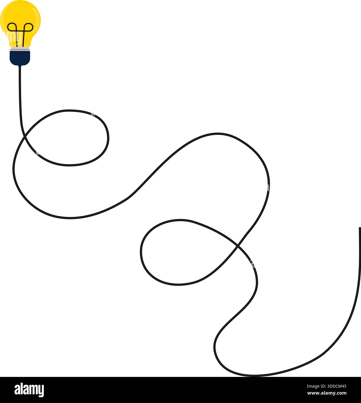 Light bulb wire line path forming two loops and several curves Stock ...