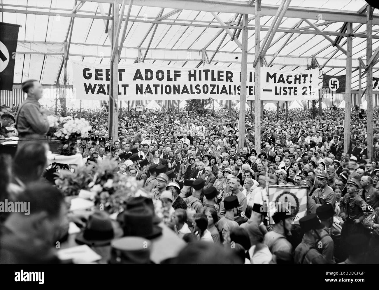 At a party rally Black and White Stock Photos & Images - Alamy