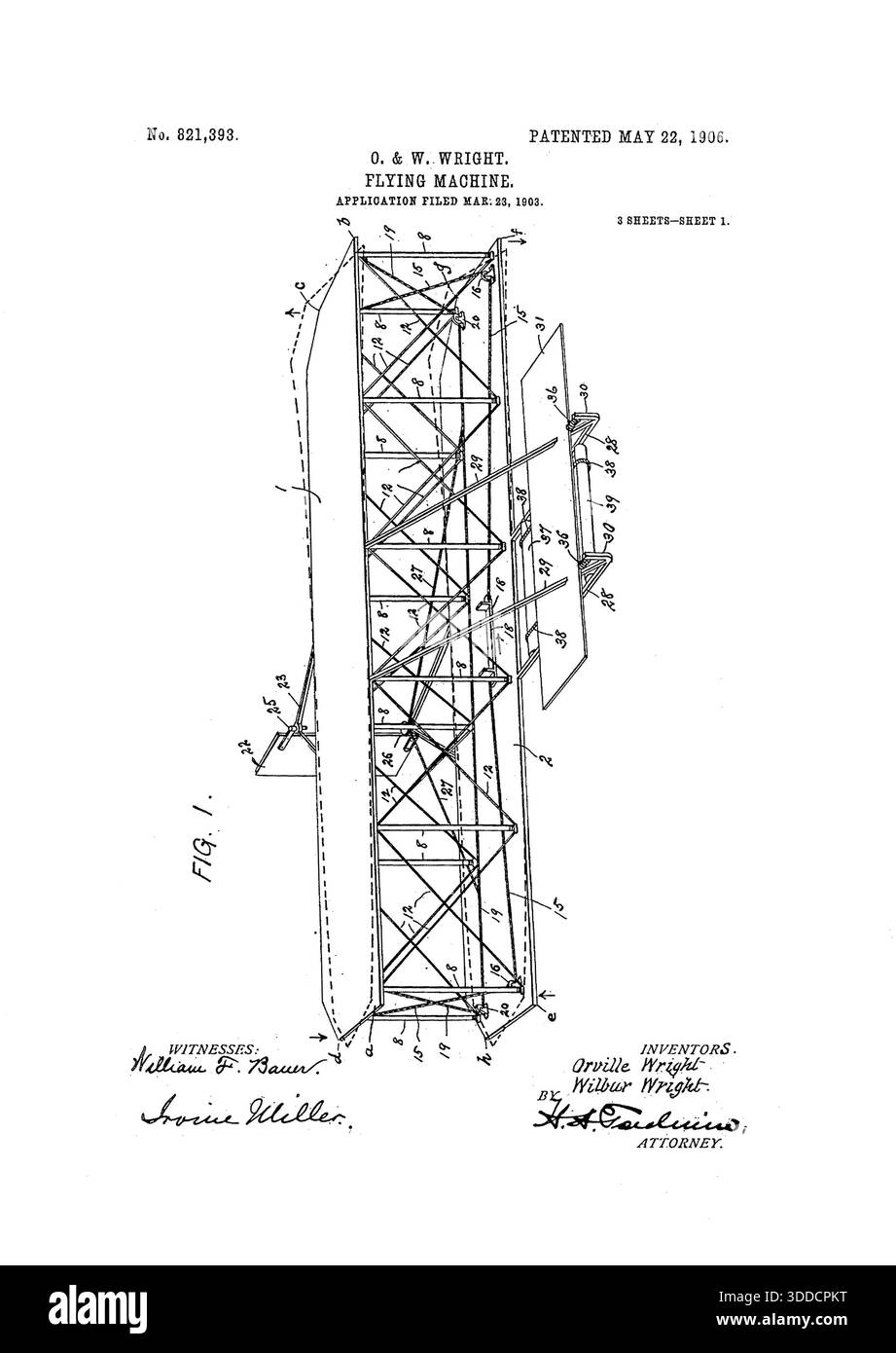 Wright brothers flying machine patent Black and White Stock Photos ...