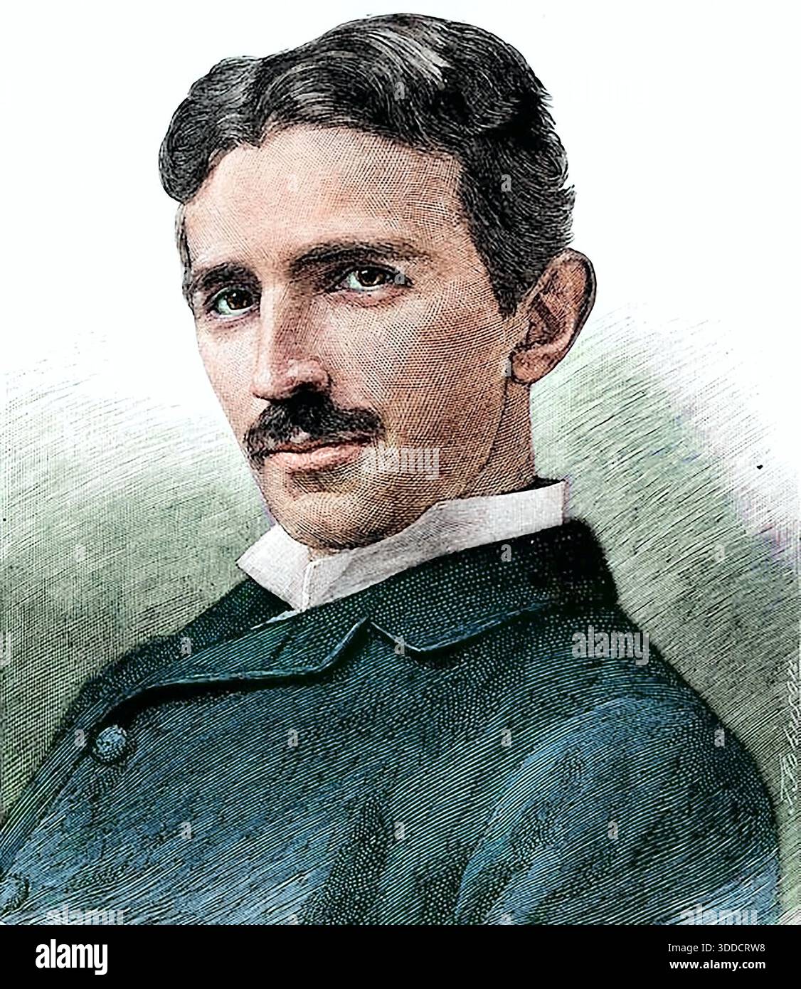 Engraving of Serbian-American engineer and inventor Nikola Tesla (1856 ...