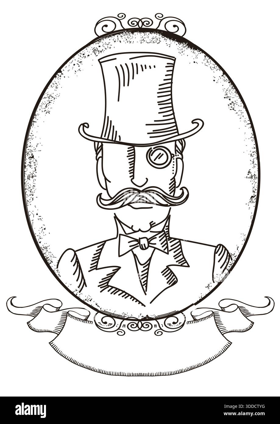 English man with top hat portrait Stock Vector Images - Alamy