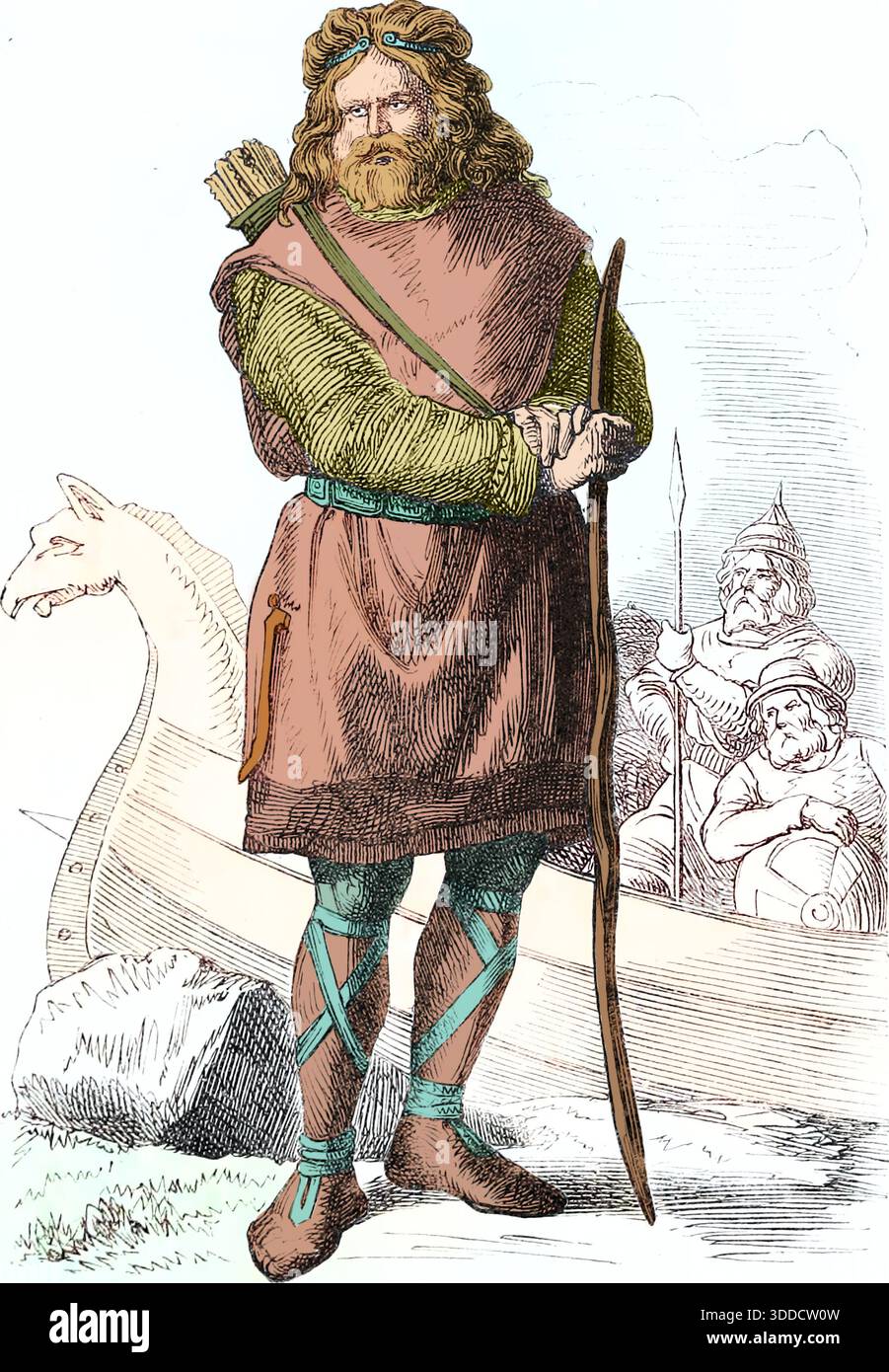 The Viking hero Orvar-Oddr. Drawing by J. W. Wallander, 1878. Orvar ...