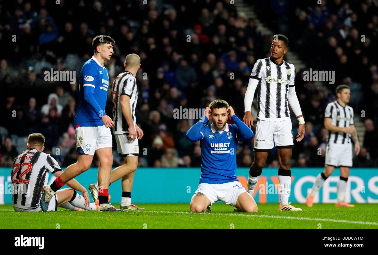Rangers' Nicolas Raskin reacts after missing a chance during the ...