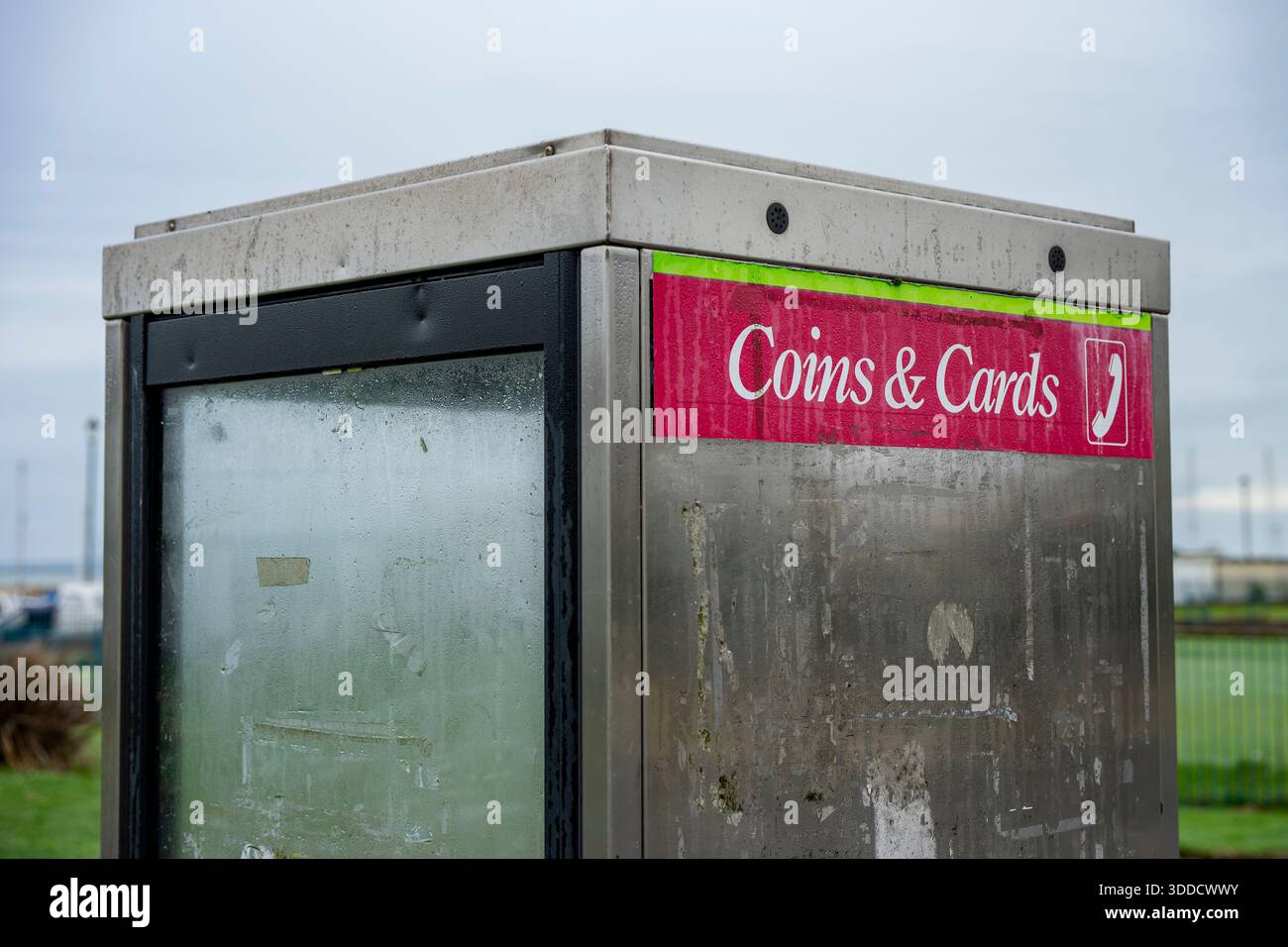 coins and cards phone box, public telephone box accepting coins and ...