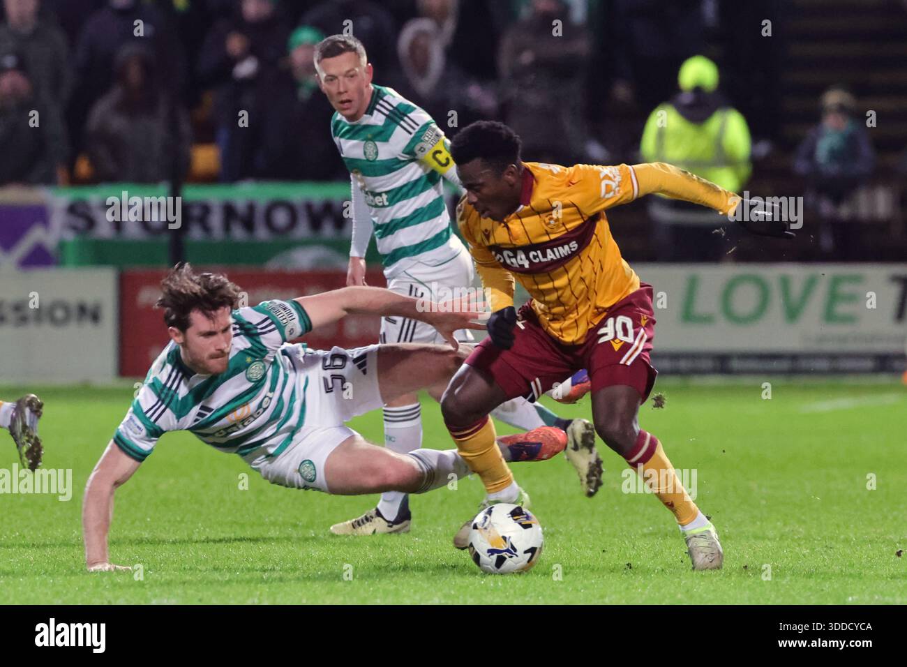 Motherwell's Ibrahim Said (right) and Celtic's Anthony Ralston battle ...