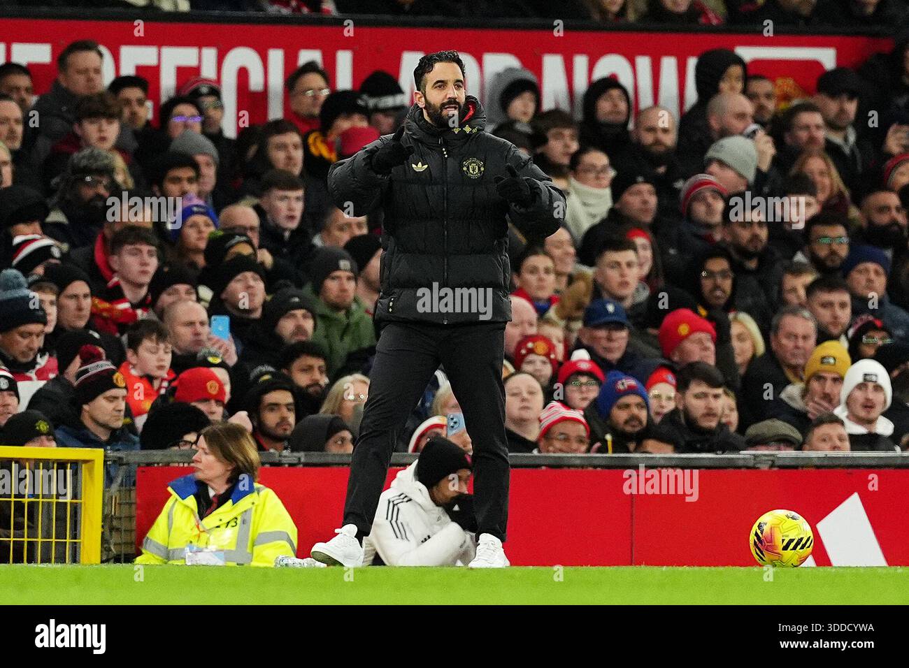 Manchester United manager Ruben Amorim gestures on the touchline during ...