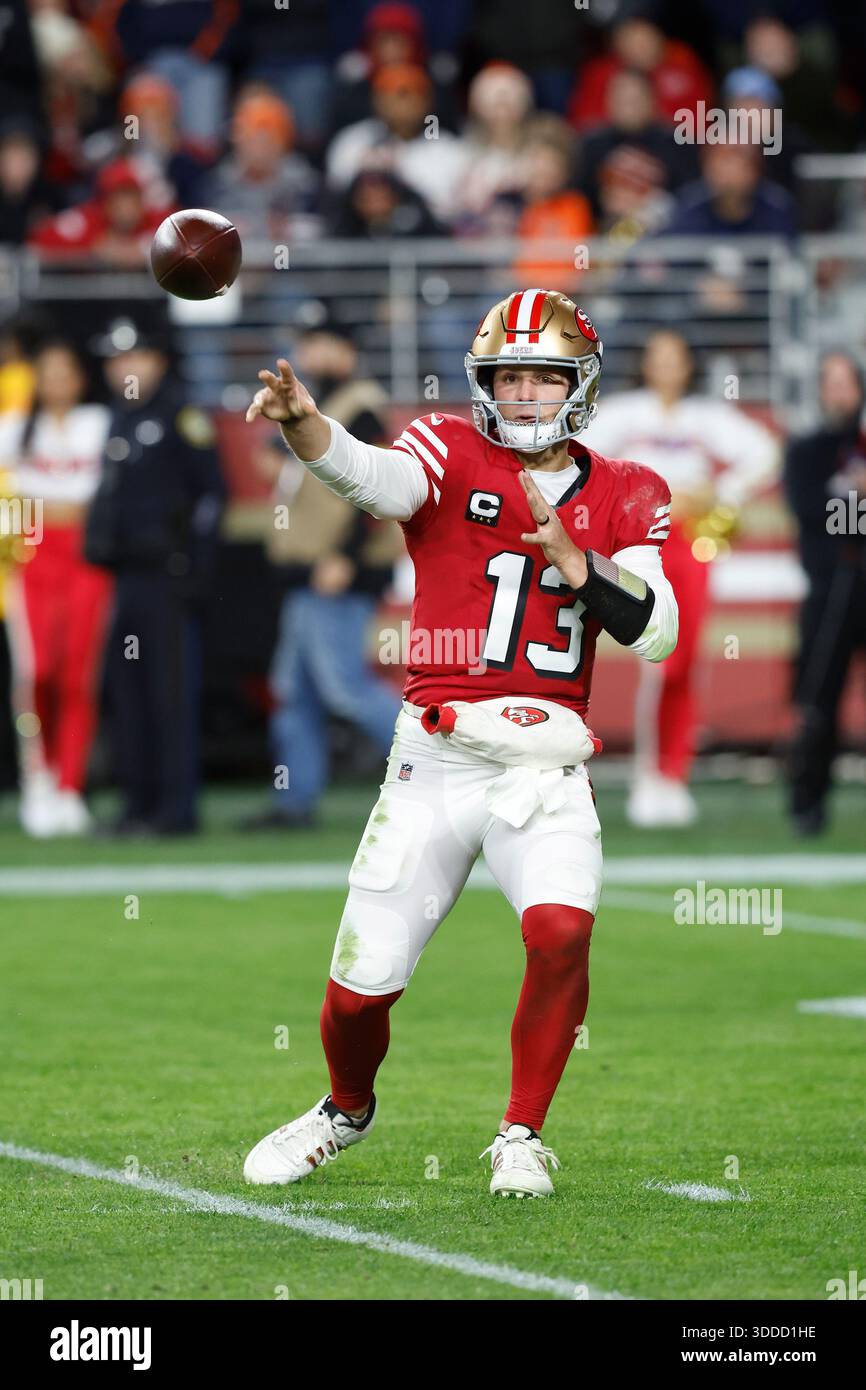 San Francisco 49ers quarterback Brock Purdy (13) passes the ball during ...