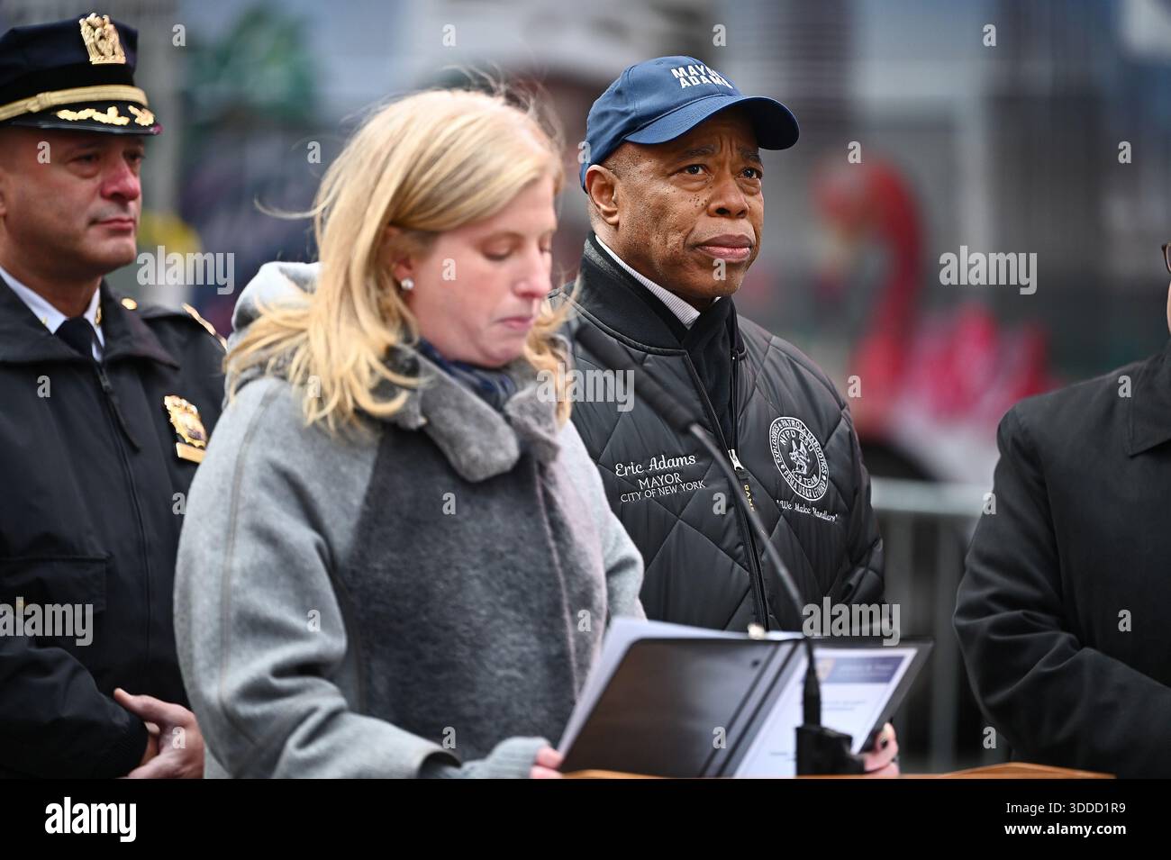 Joined by outgoing New York City Mayor Eric Adams, New York City Police ...
