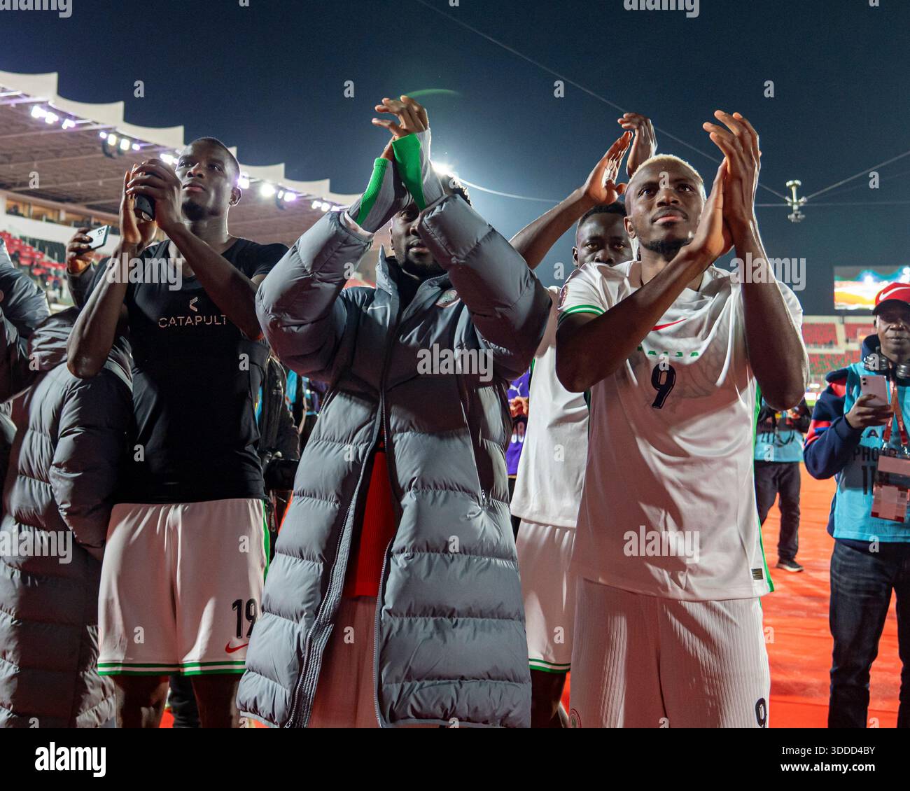 Paul Onuachu of Nigeria, Wilfred Ndidi of Nigeria and Victor Osimhen of ...