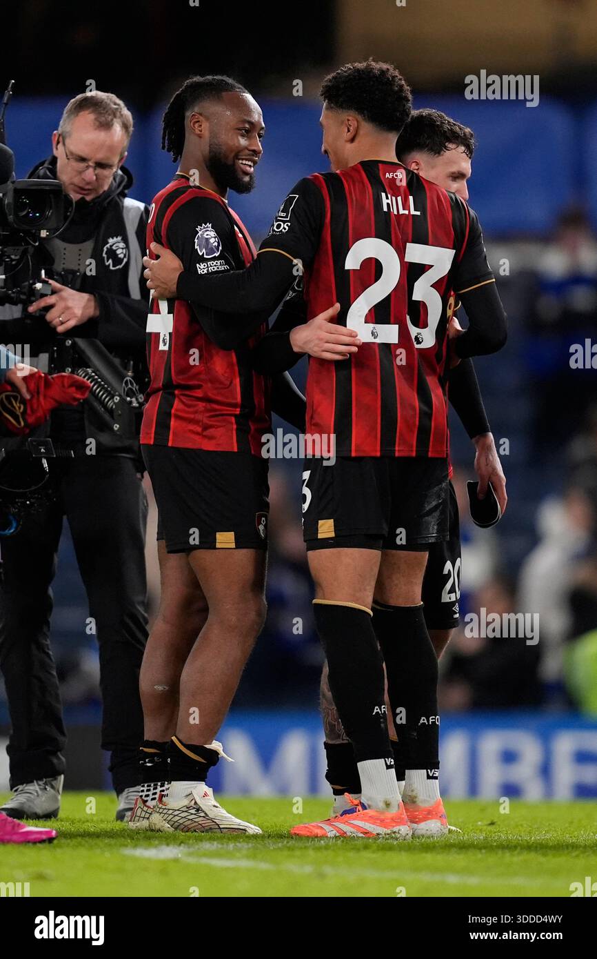 Bournemouth's Antoine Semenyo (right) James Hill after the final ...