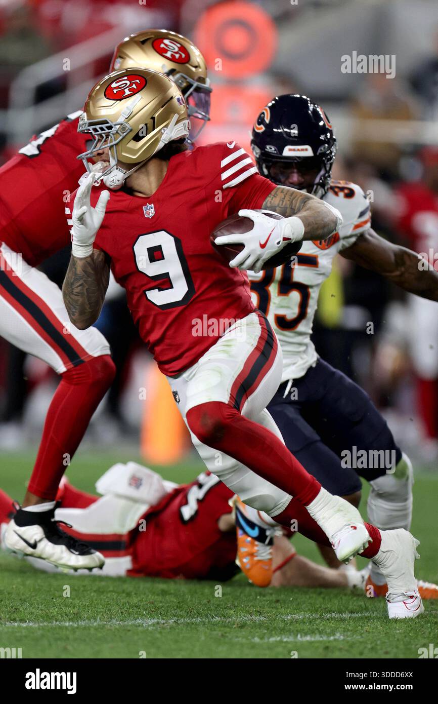 San Francisco 49ers wide receiver Skyy Moore (9) runs during an NFL ...