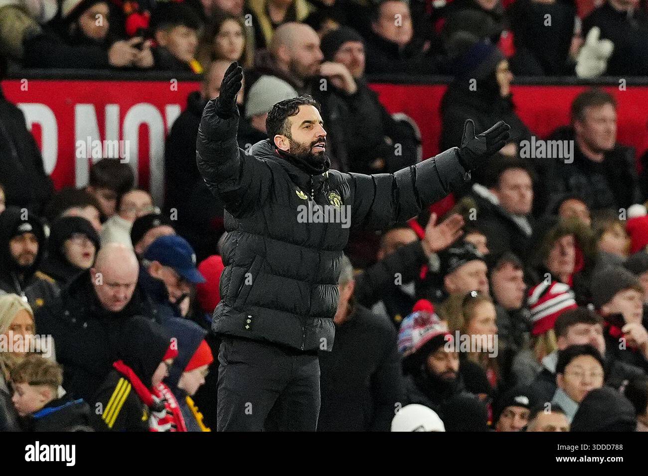 Manchester United manager Ruben Amorim gestures on the touchline during ...