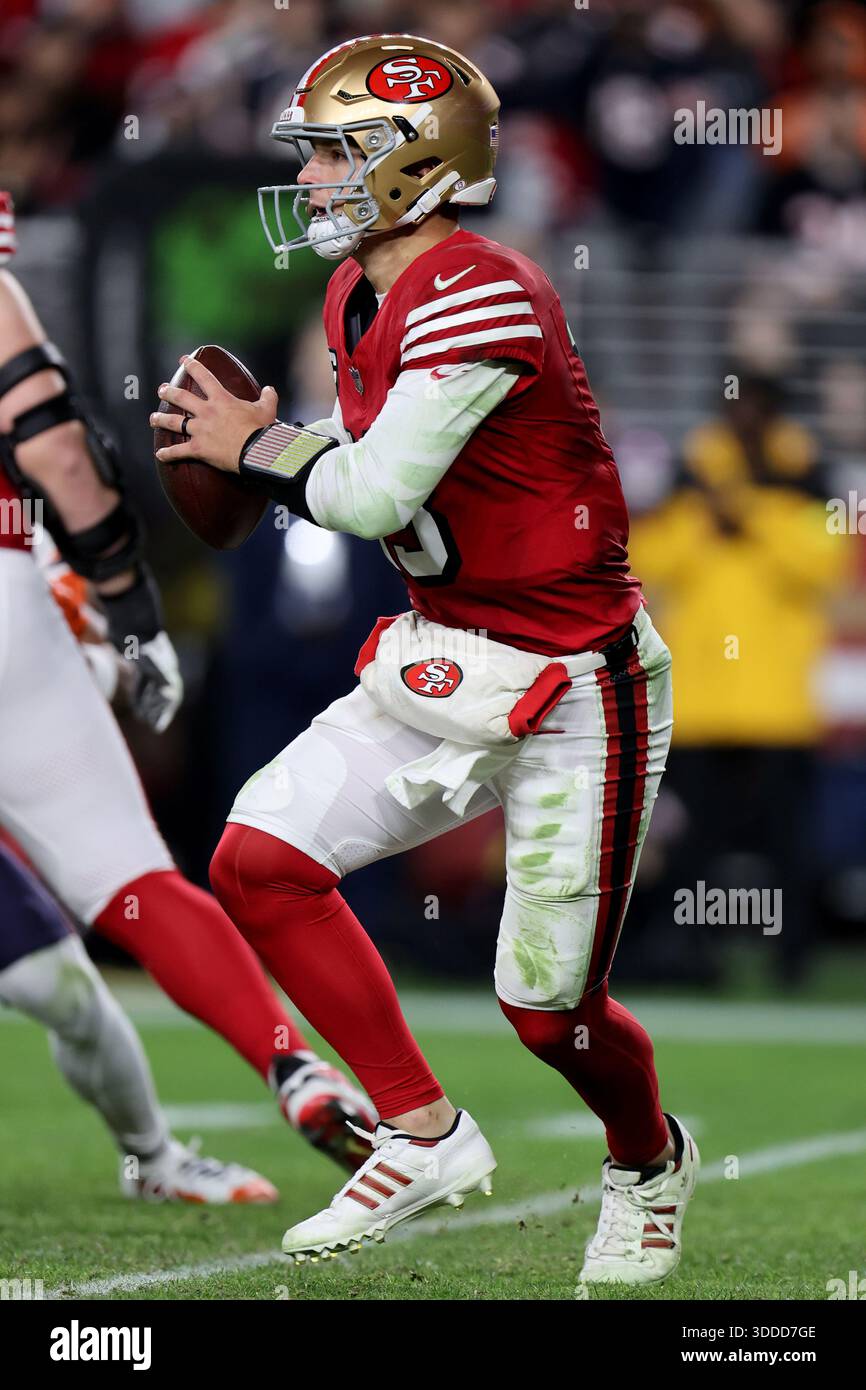 San Francisco 49ers quarterback Brock Purdy (13) runs during an NFL ...