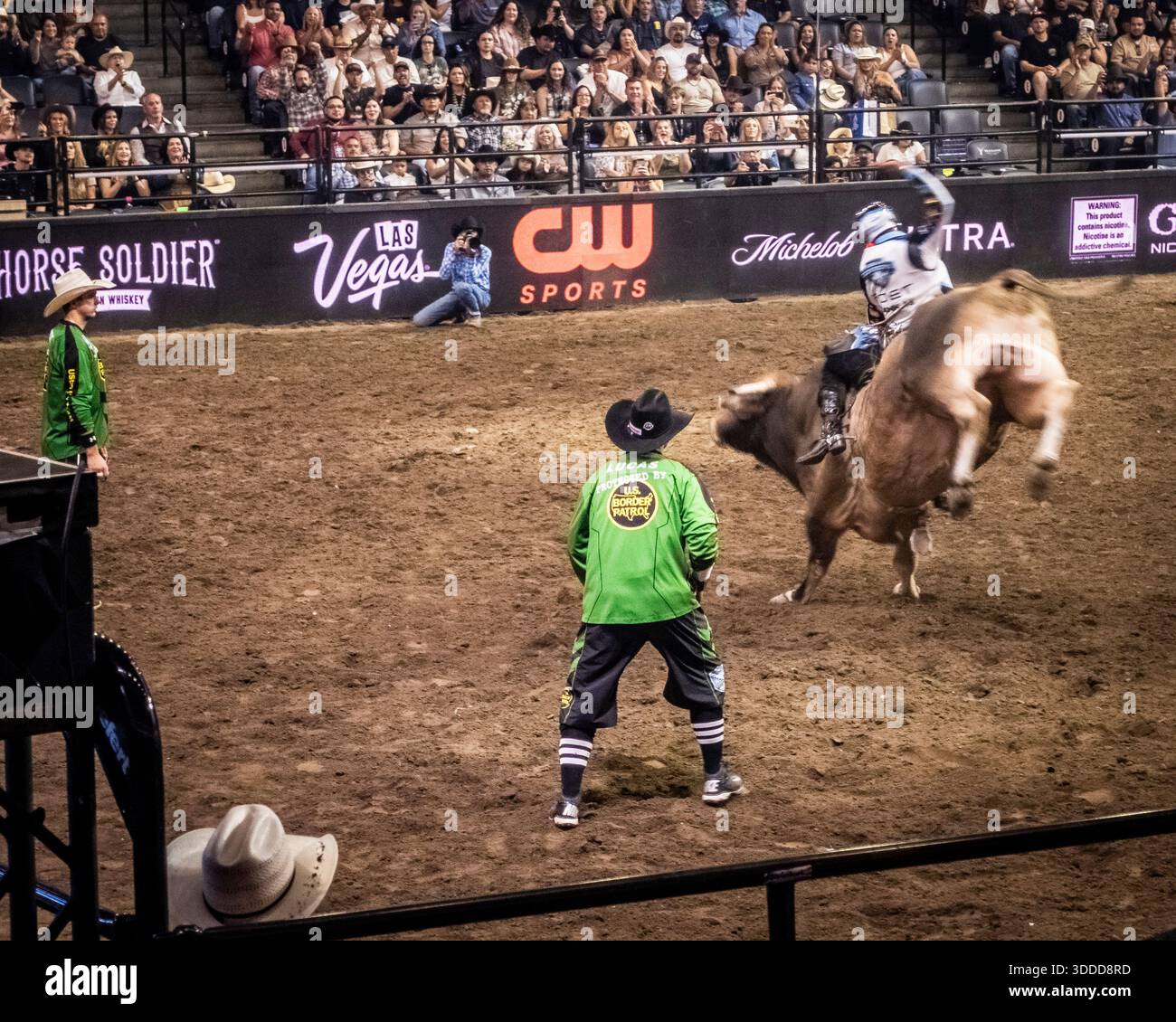 A PBR rodeo event featuring US Border Patrol branding in Anaheim ...