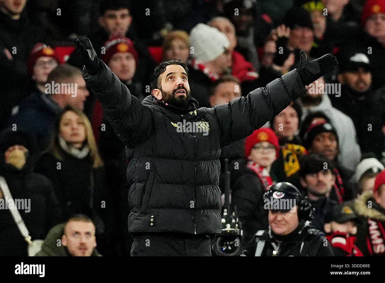 Manchester United manager Ruben Amorim reacts on the touchline during ...