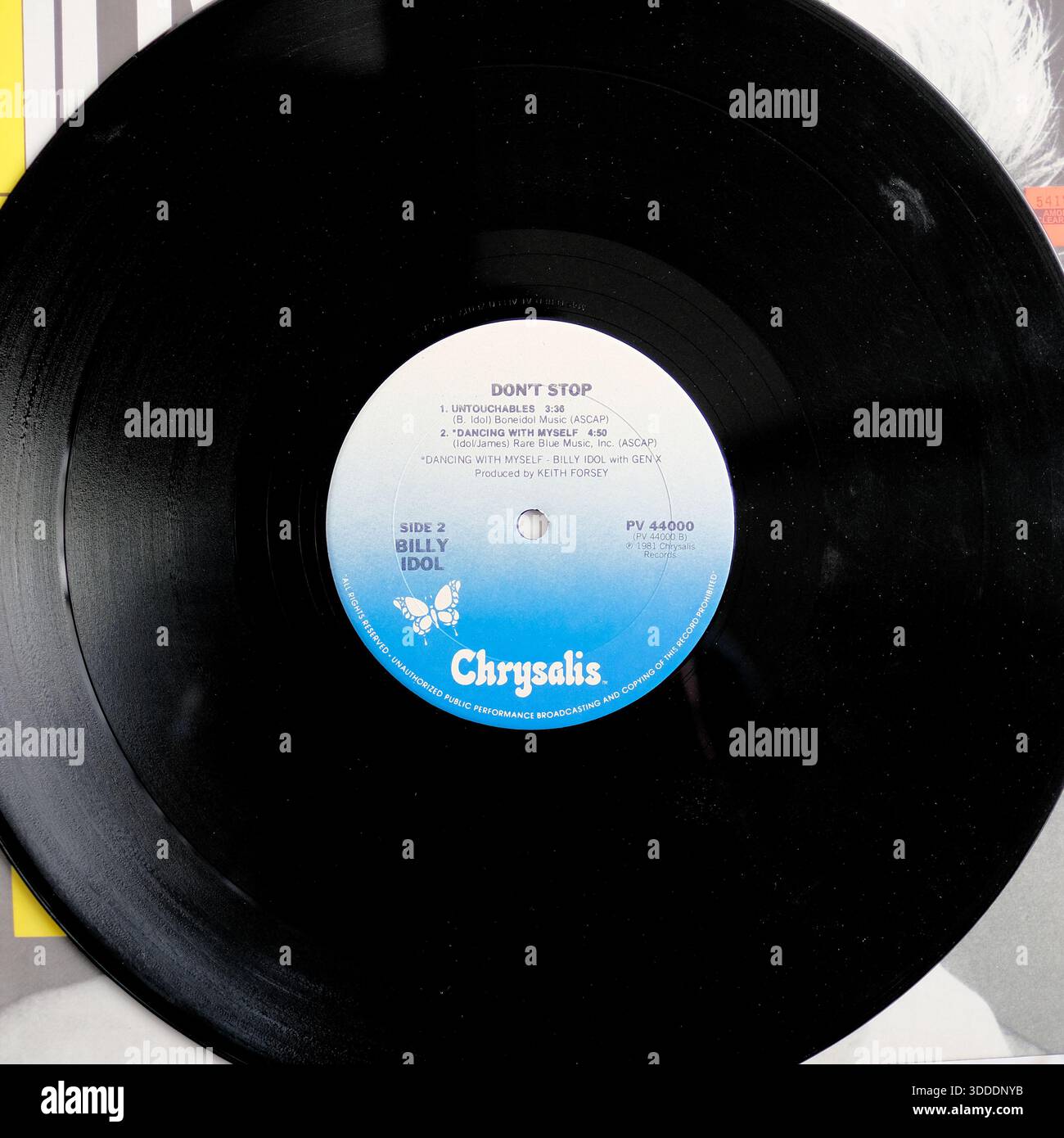 Side two of the Don't Stop EP vinyl record by English singer Billy Idol ...