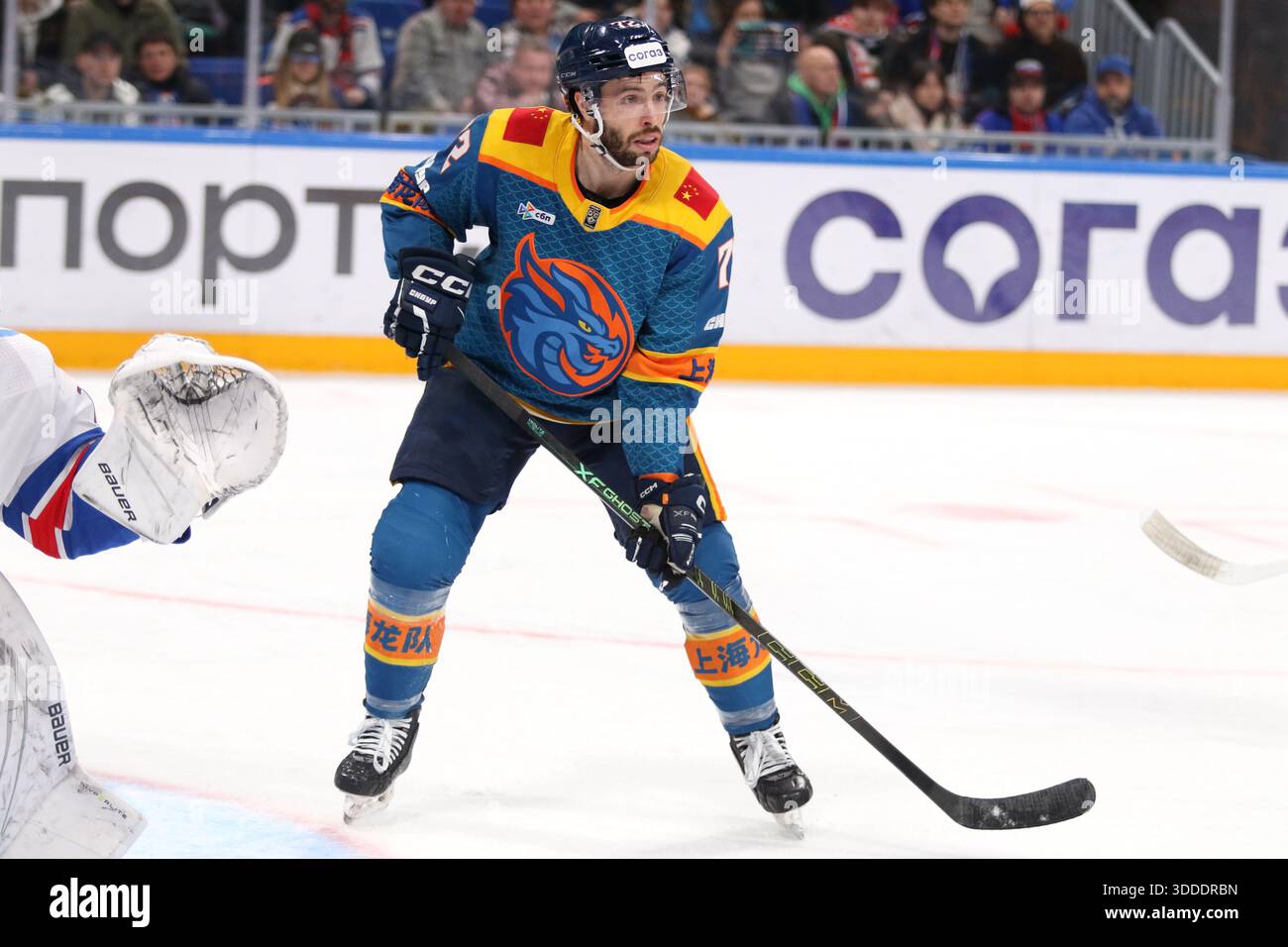Gage Quinney (72) of Shanghai Dragons Hockey Club seen in action during ...