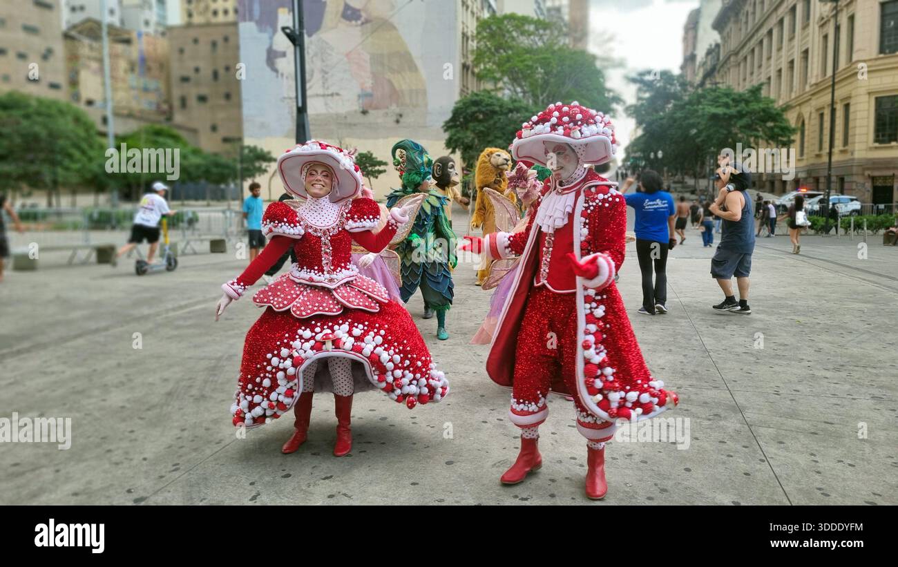 People participate in a Christmas parade in Sao Paulo, Brazil, 30 ...
